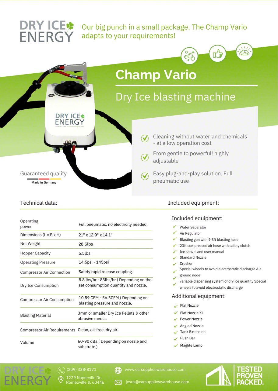 Dry Ice Energy Throtl Champ Vario - Dry Ice Blasting Machine DI_M_004