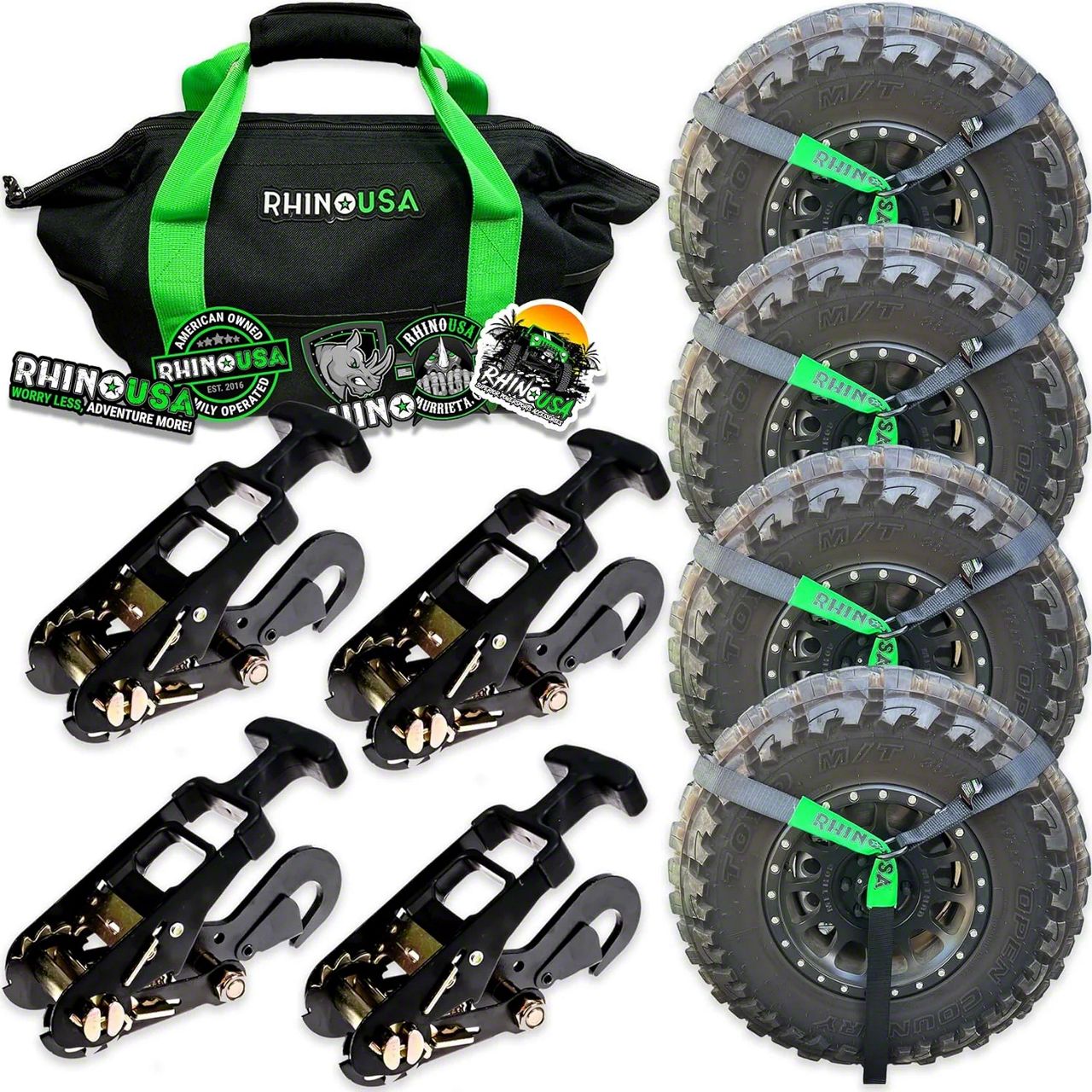 Rhino USA Throtl Car Tie-Down Lasso Strap Kit with Snap Hook; Black TD ...
