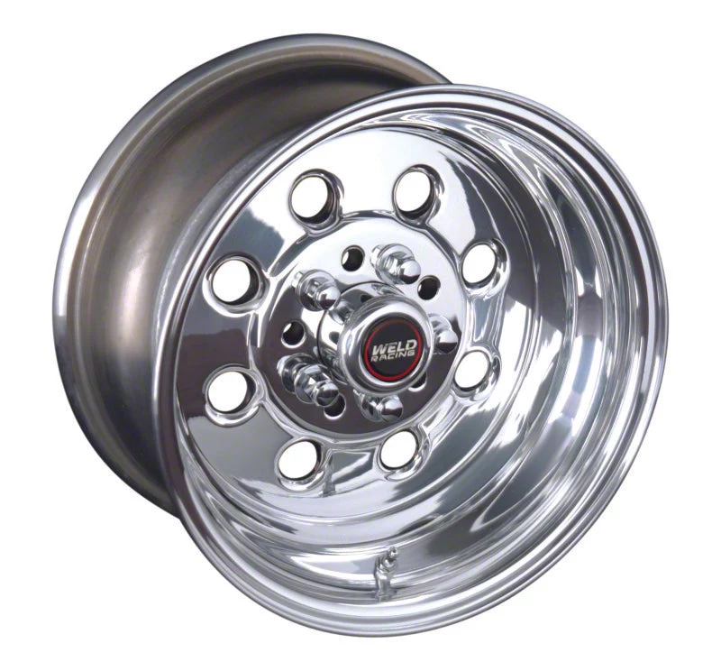 Weld Racing Throtl Draglite Polished 4-Wheel Kit; 15x4; 0mm Offset; 5x114.3/5x120.65mm Bolt ...