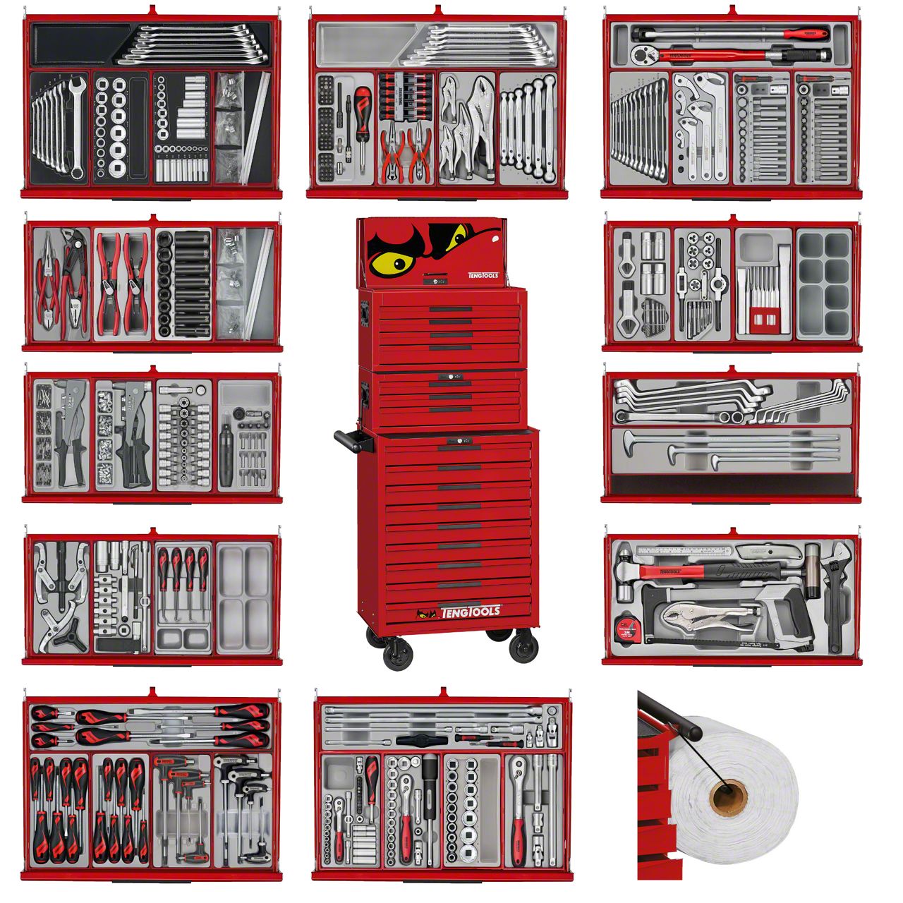Teng Tools Throtl 26-Inch PRO35 Stack Tool Kit; 753-Piece; Red TKS26R753T