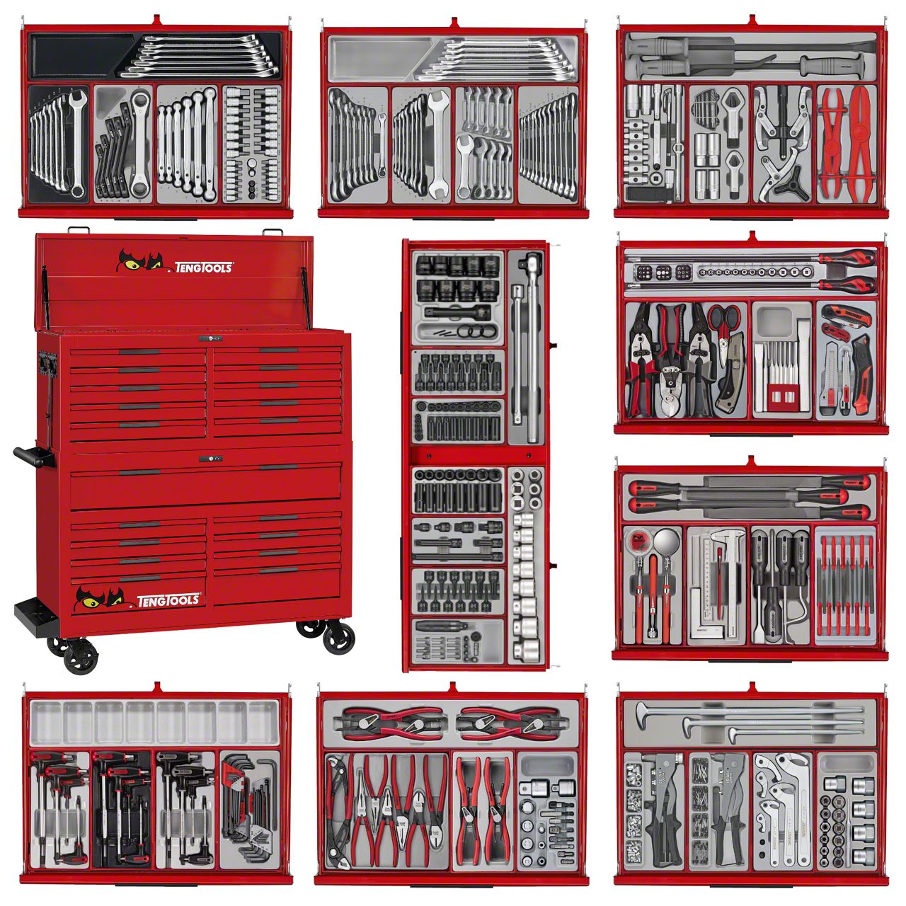 Teng Tools Throtl 53-Inch PRO35 Red Monster Mega Master Hand Tool Kit ...