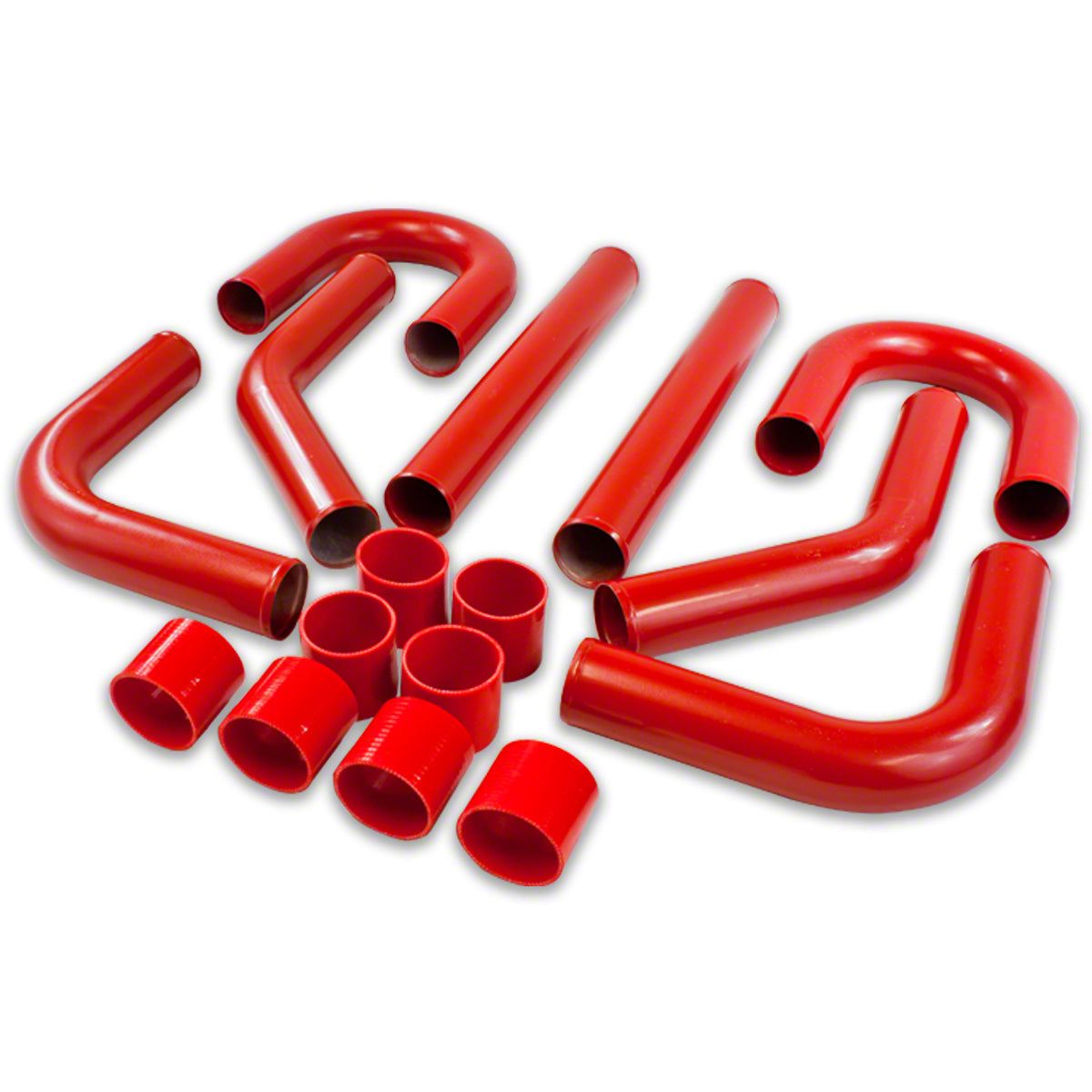 Throtl 2.50-Inch Aluminum Intercooler Piping Kit; 8-Piece; Red ...